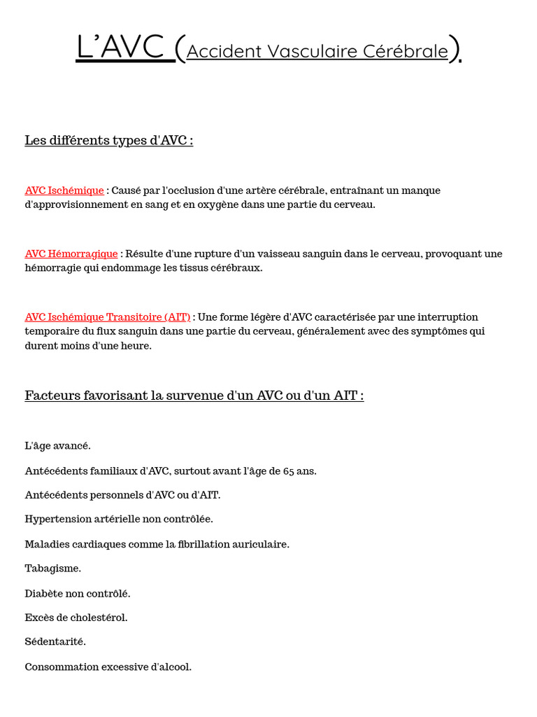 Les Différents Types d'AVC | PDF | Accident vasculaire cérébral ...