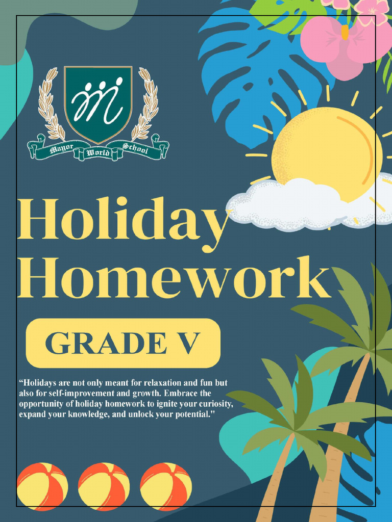 Grade V Summer Holiday Homework Session 2024 25 | PDF