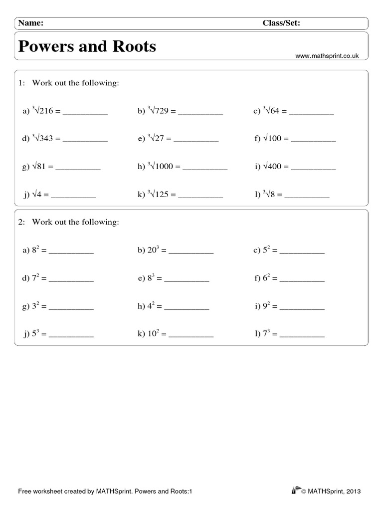 N Powers and Roots | PDF