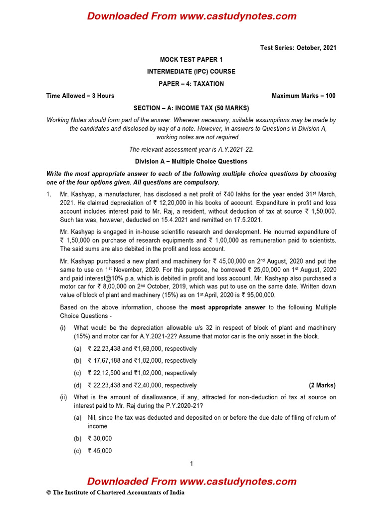 Tax Old Q Mtp1 Ipc Oct21 | PDF | Taxes | Expense