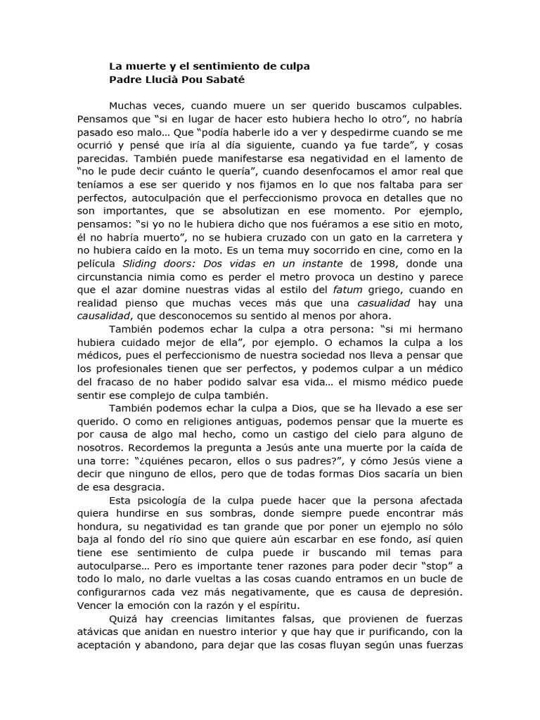 La Muerte y El Sentimiento de Culpa | Descargar gratis PDF | Culpa ... La Muerte y El Sentimiento de Culpa | Descargar gratis PDF | Culpa ...