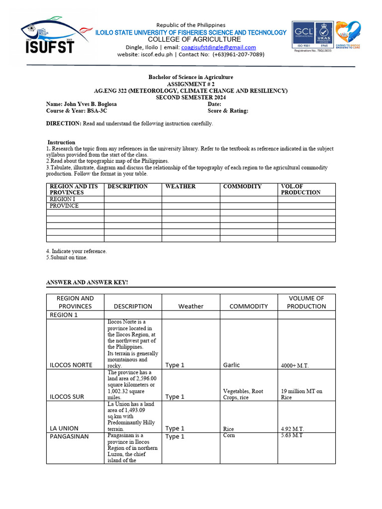K.a.jacinto Assignment 2 Ag - Eng. 32 Bsa3 A 2ND Sem.24 | PDF | Earth Sciences | Physical Geography