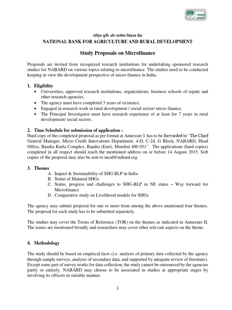 1409160230MCID Study Proposal English | PDF | Microfinance | Methodology