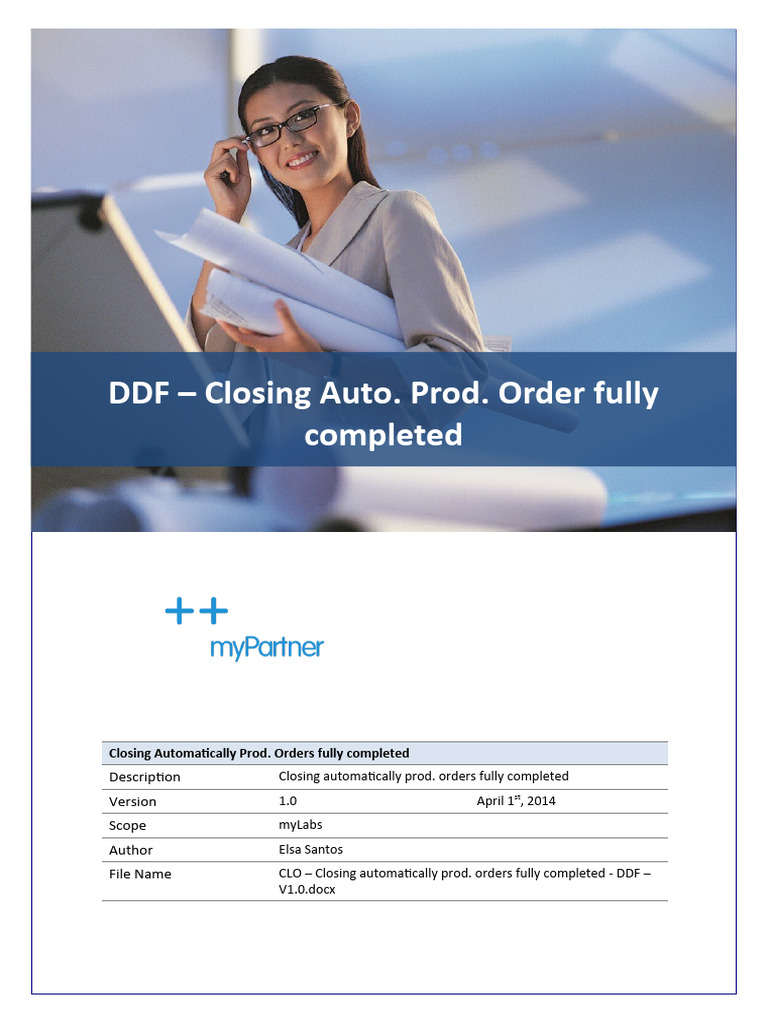 Mylabs - Closing Automatically Prod. Order Fully Completed - DDF - V1.0 | PDF | Computing | Software