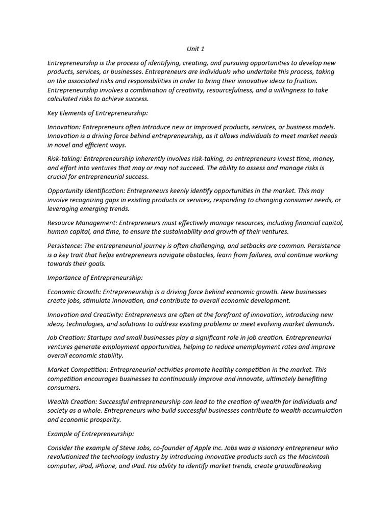 Esb Unit 1 | PDF | Entrepreneurship | Startup Company