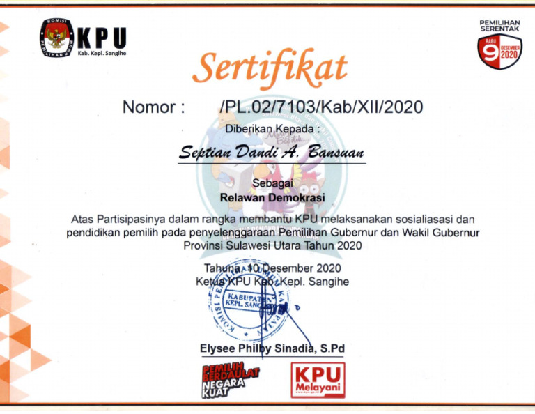 Sertifikat Kpu | PDF