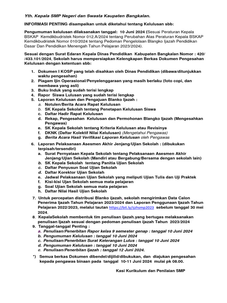 Berkas Dokumen Kelulusan 2024 | PDF