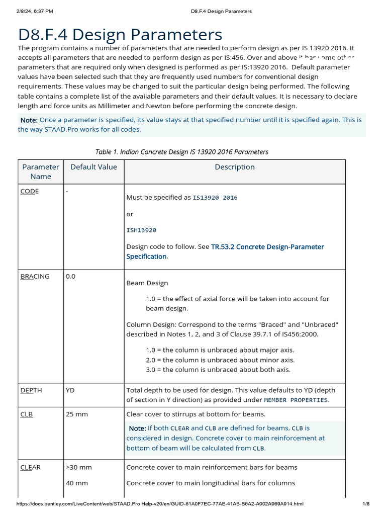 D8.F.4 Design Parameters | PDF | Beam (Structure) | Parameter (Computer Programming)