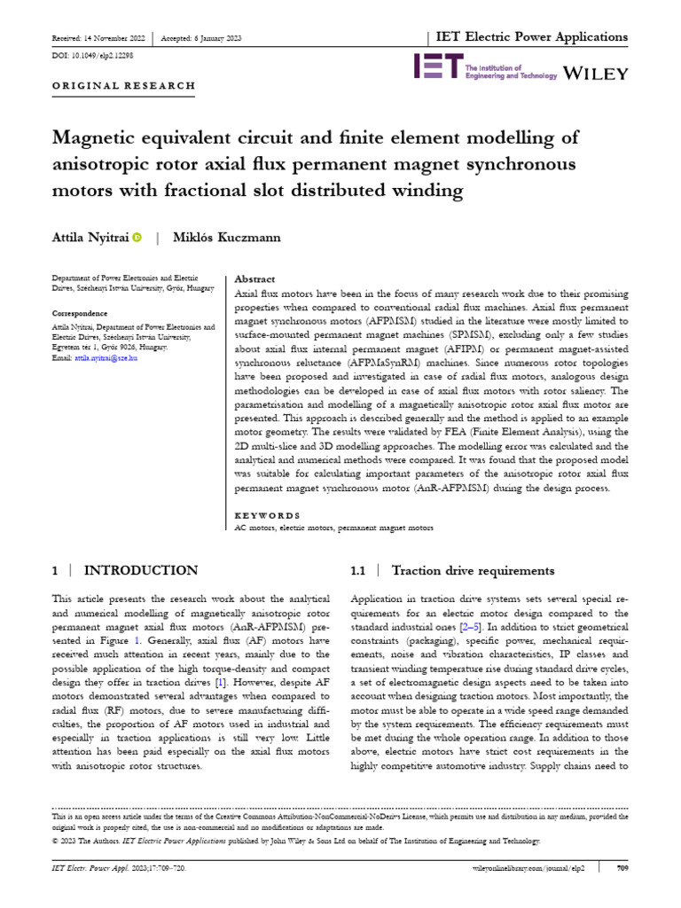 Magnetic Equivalent Circuit and Finite Element Mod | PDF | Electric ...