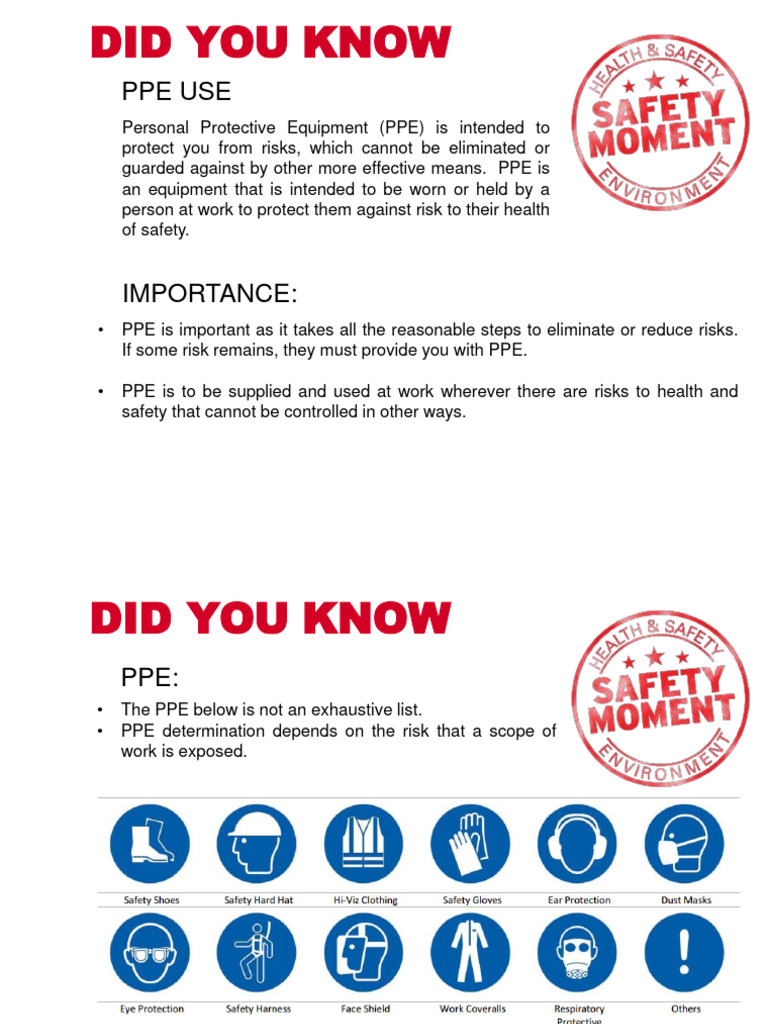Safety Moment - PPE Use | PDF
