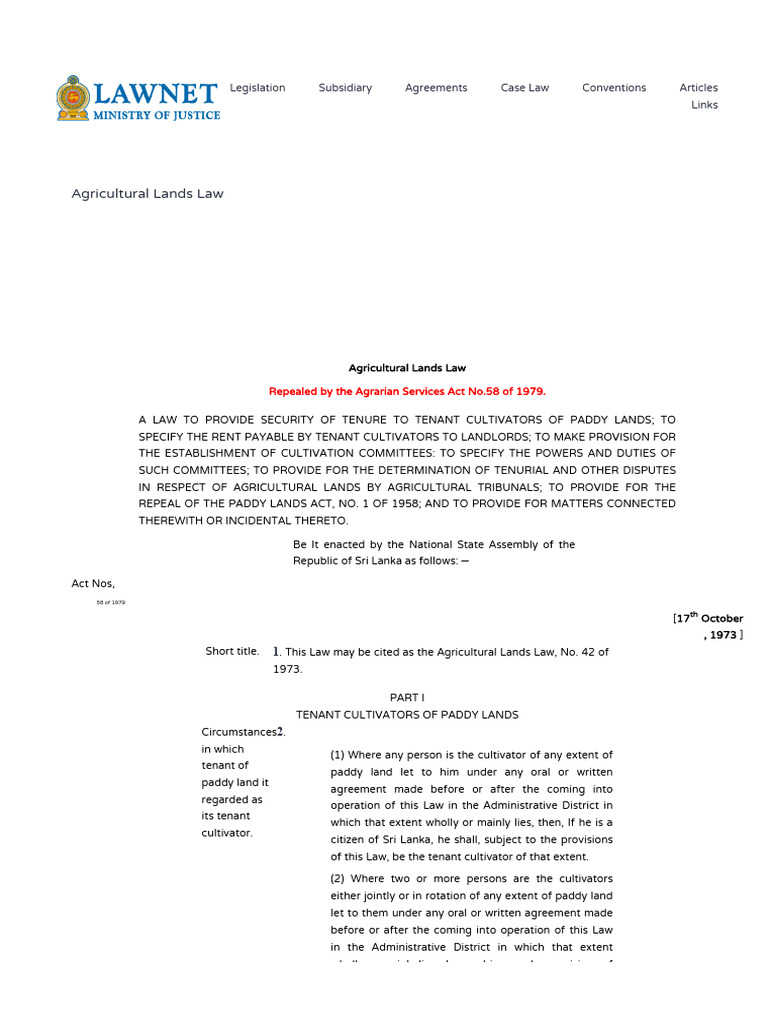Agricultural Land Law | Download Free PDF | Leasehold Estate | Lease