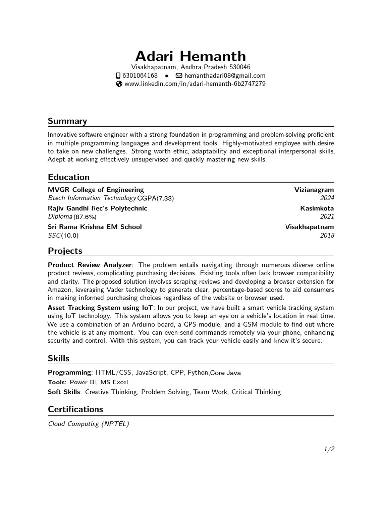 Hemanth | Download Free PDF | Internet Of Things | Java Script