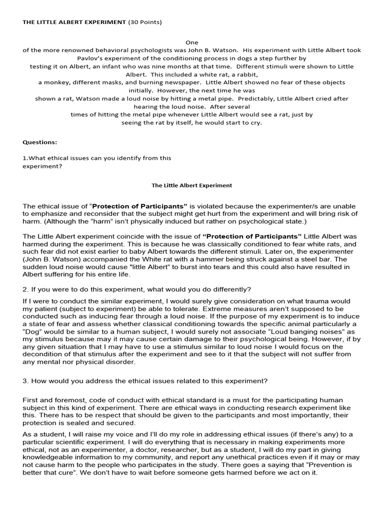 Individual Activity #3 Ethics in Experimental Psychology | PDF | Psychology | Behavioural Sciences