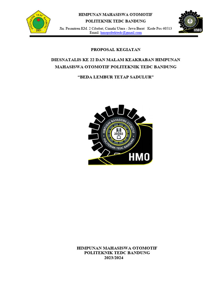 Proposal Dies Natalis HMO 22 TEDC | PDF