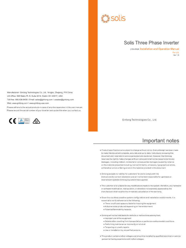 SOLIS Data SheetInstallation Guide | PDF