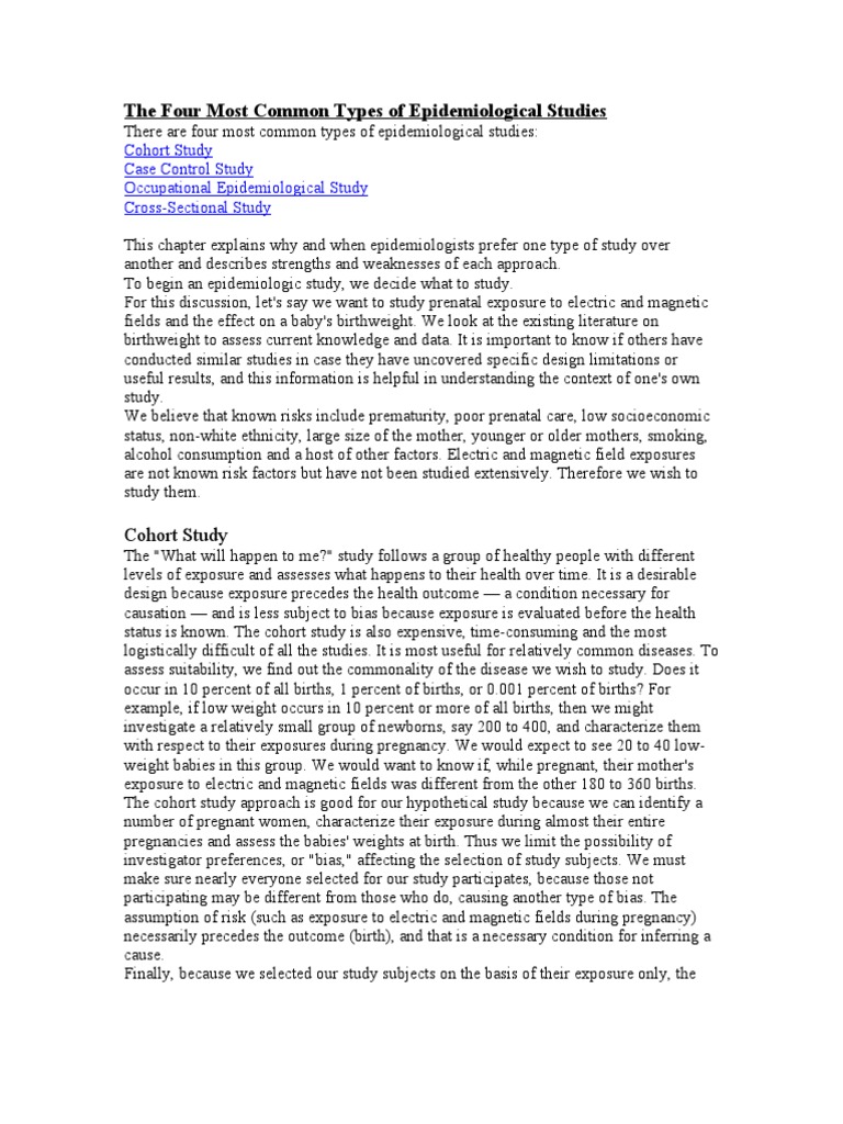 The Four Most Common Types of Epidemiological Studies | PDF | Relative ...