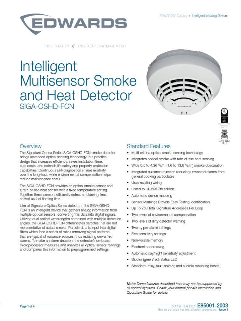 Smoke and Heat Detector FCN | Download Free PDF | Sensor | Smoke