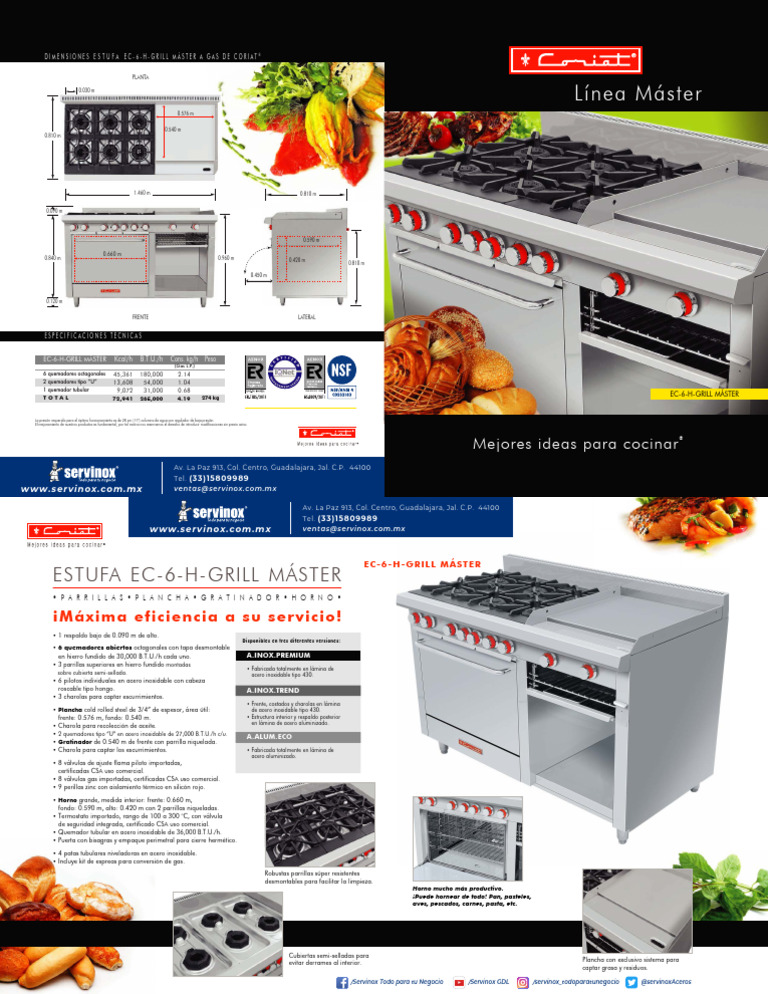 Estufas Comerciales II Coriat EC 6 H GRILL | PDF | Acero | Acero inoxidable