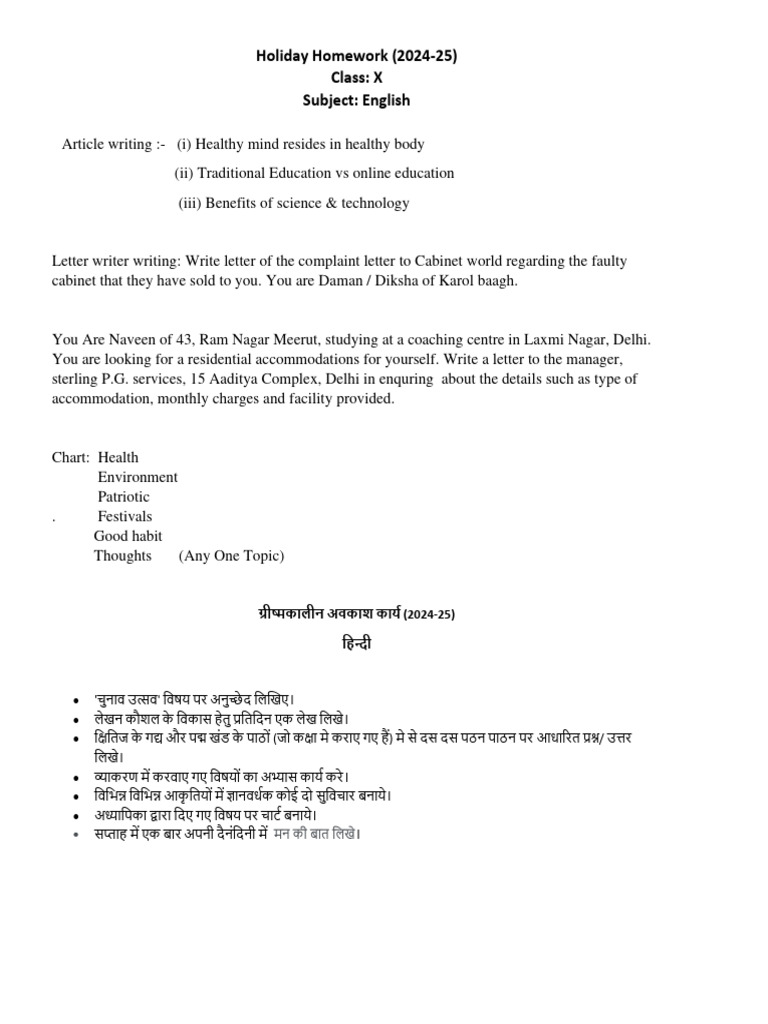 Class X Holiday Homework | PDF | Speed | Artificial Intelligence