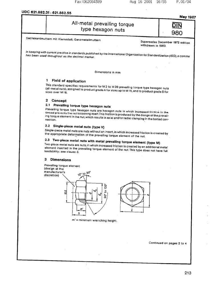 DIN 980-87 | PDF