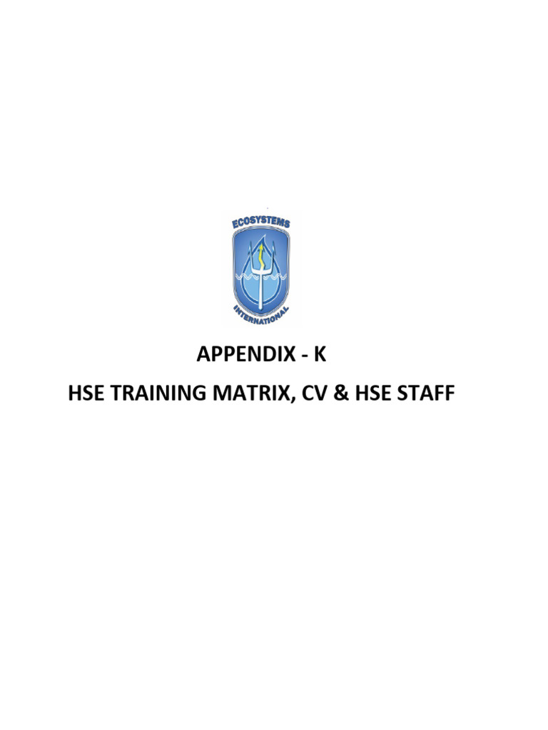 Appendix - K (HSE Training Matrix, CV Dari HSE Staff) | PDF ...