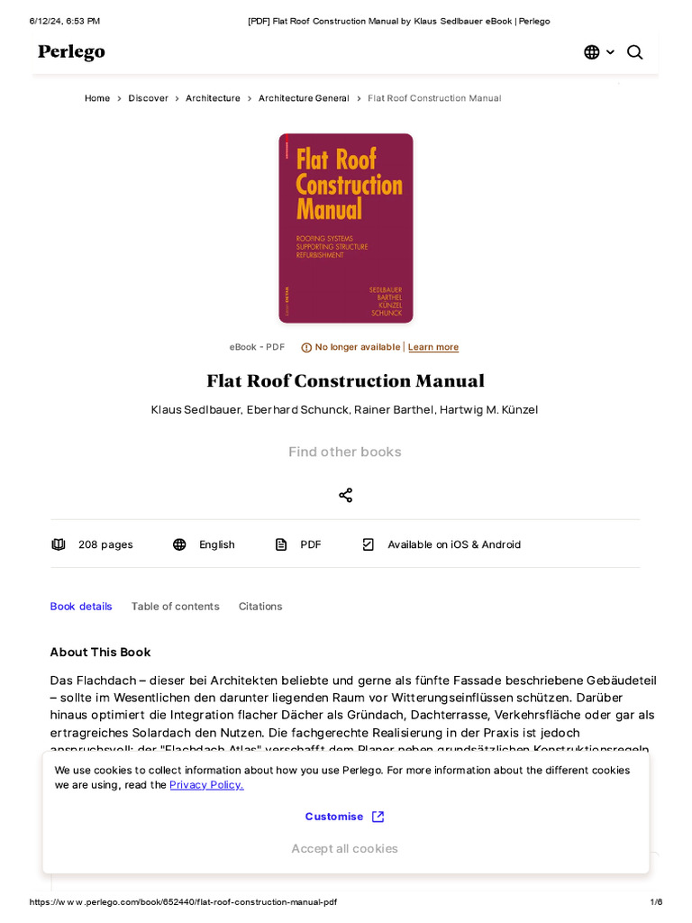 (PDF) Flat Roof Construction Manual by Klaus Sedlbauer Ebook - Perlego ...