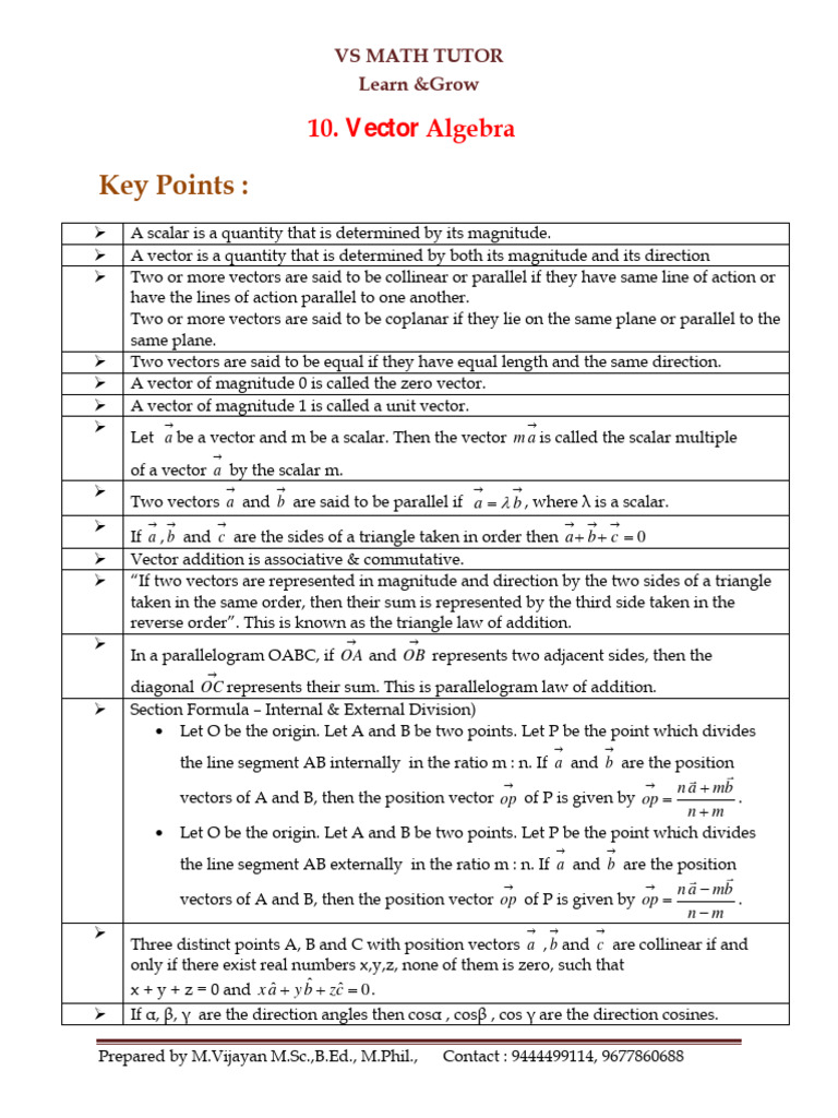 Cbse Class 12 Chapter 10 Vector Algebra MCQ | PDF | Euclidean Vector | Area