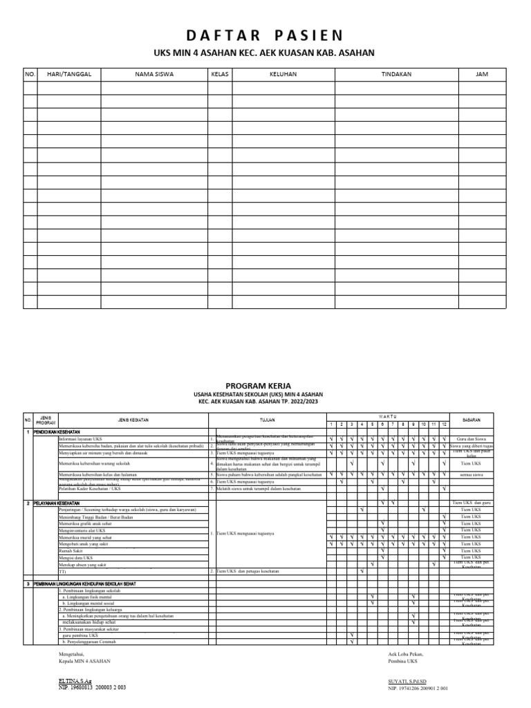 Daftar Pasien Uks | PDF