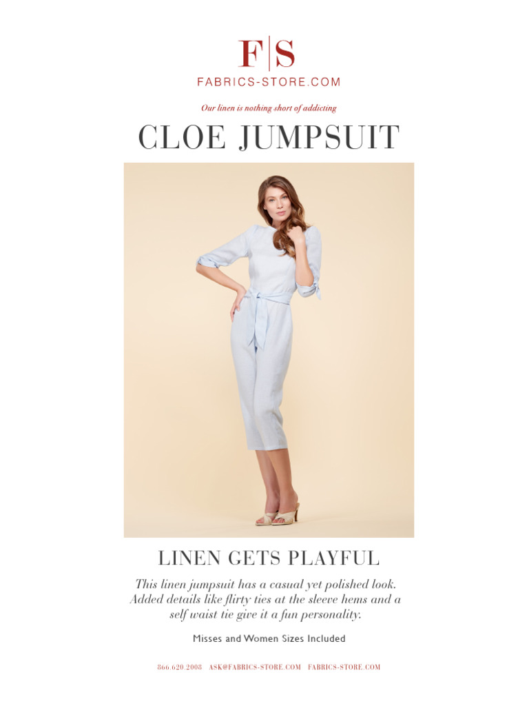 Fabrics-store-Cloe - Linen Jumpsuit Pattern-1 | PDF | Seam (Sewing ...