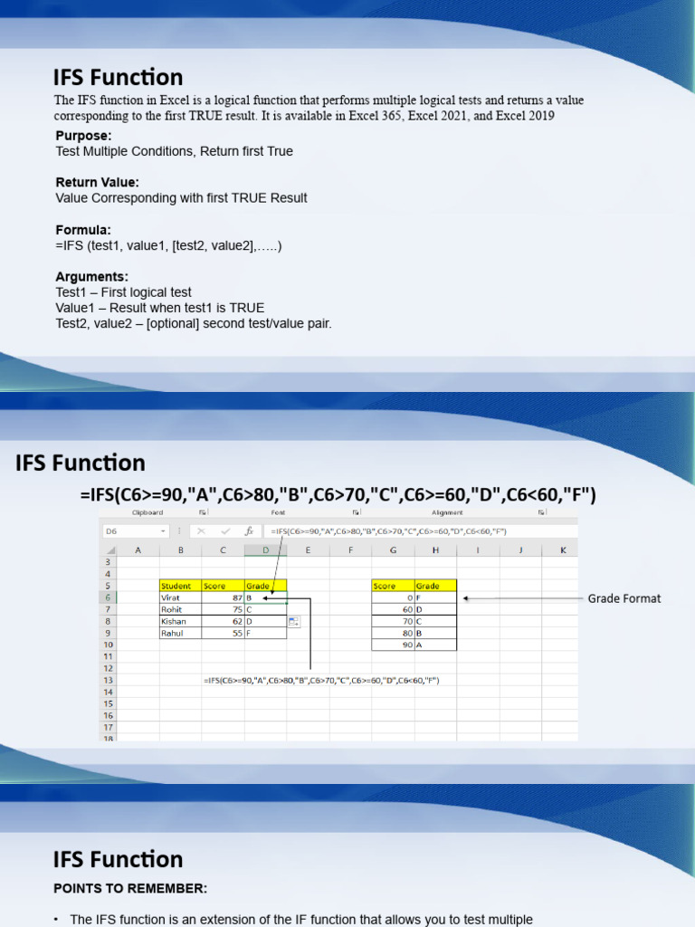 IFS Functions in Excel | PDF