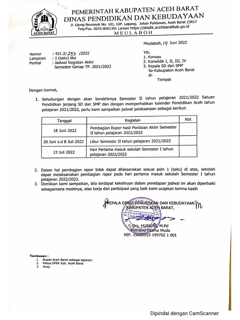 Jadwal Kegiatan Akhir Semester Genap | PDF