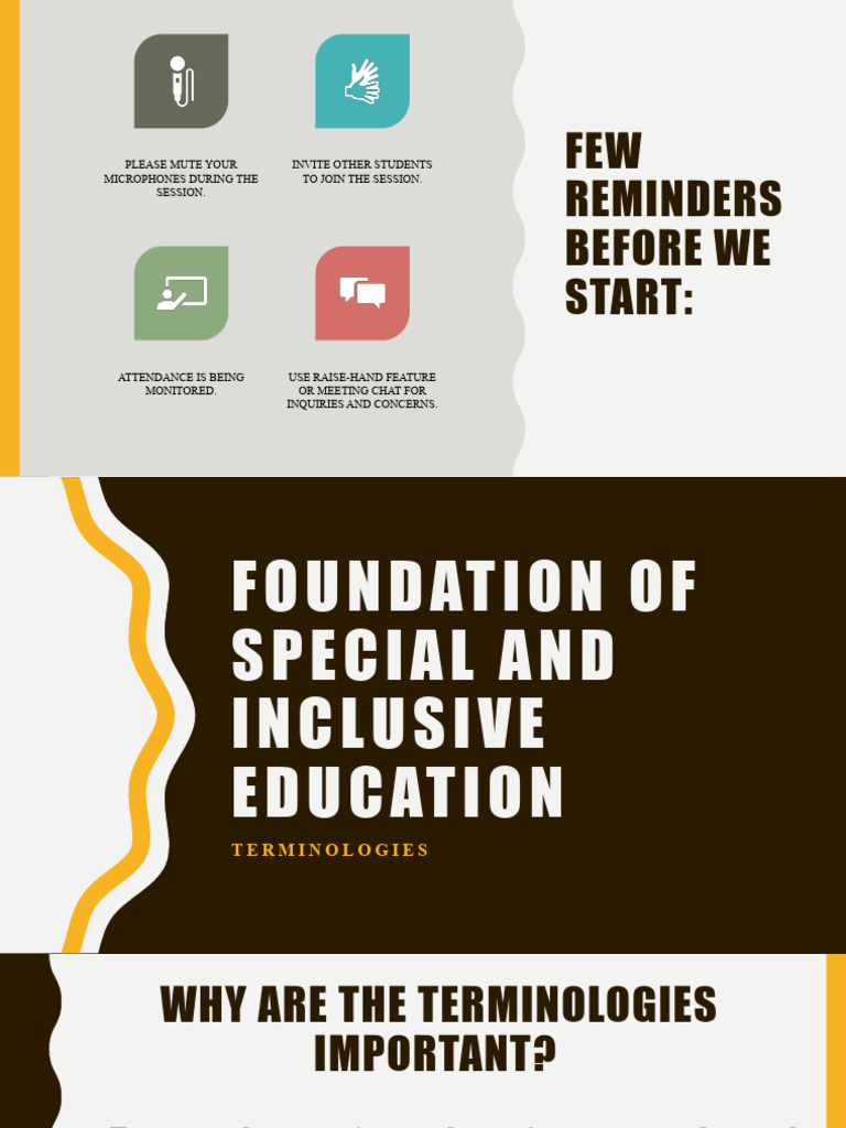 Lesson-1 Terminologies | PDF | Disability | Inclusion (Education)