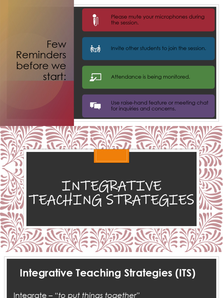 Integrative Teaching Strategies Overview | PDF | Learning | Cognitive ...