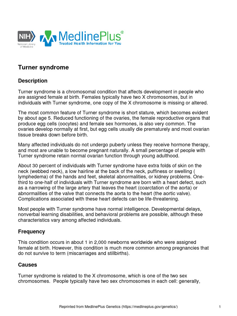 Turner Syndrome | PDF | Genetic Disorder | Genetics