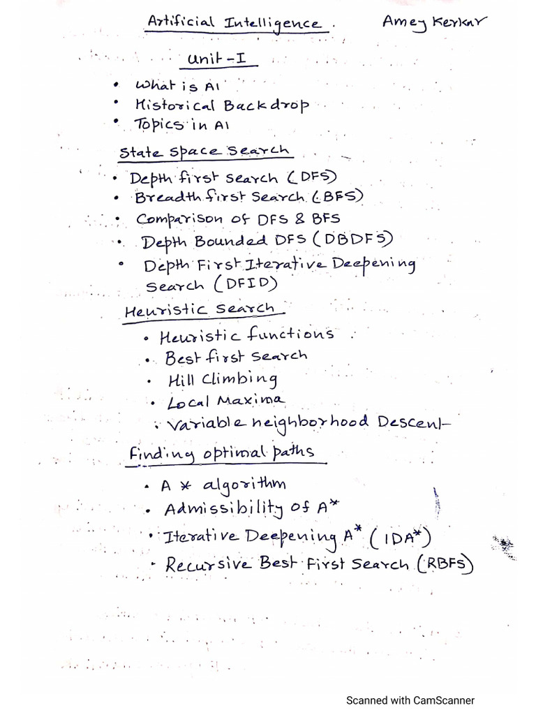 Unit - 1 Ai Notes | PDF