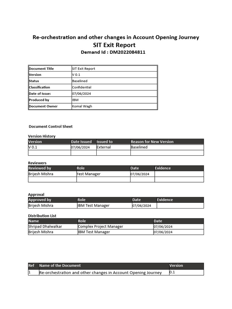 SIT Exit Report - Re-Orchestration | PDF | Computing | Information ...