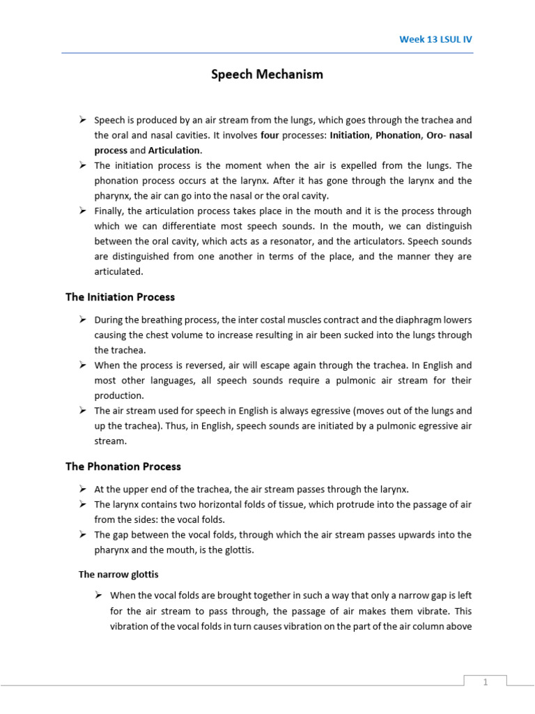 Speech Mechanism | PDF | Larynx | Speech