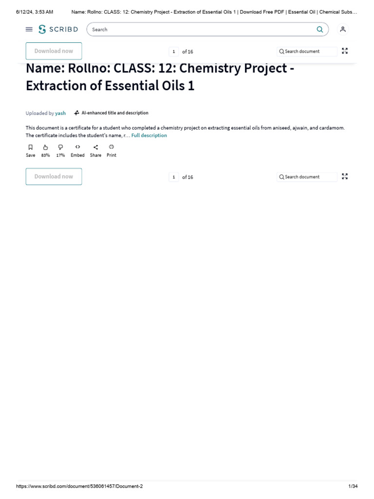 Name - Rollno - CLASS - 12 - Chemistry Project - Extraction of ...