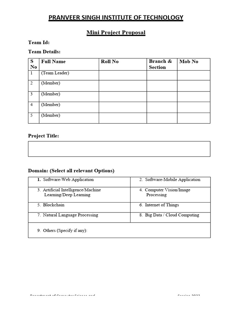 Mini Project Proposal | PDF | Computer Science | Computing
