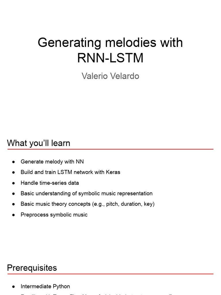 Generating Melodies With RNN-LSTM - Series Overview | PDF