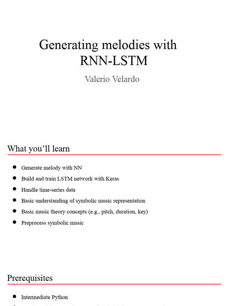 Generating Melodies With RNN-LSTM - Series Overview | PDF