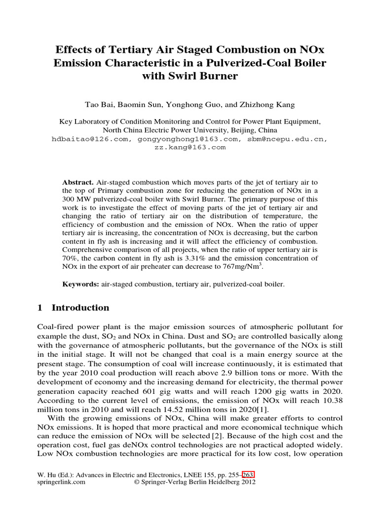 Tertiary Air Impact on NOx Emissions | PDF | N Ox | Combustion