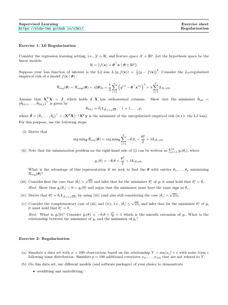 Ex Regularization 1 | PDF | Statistical Theory | Machine Learning