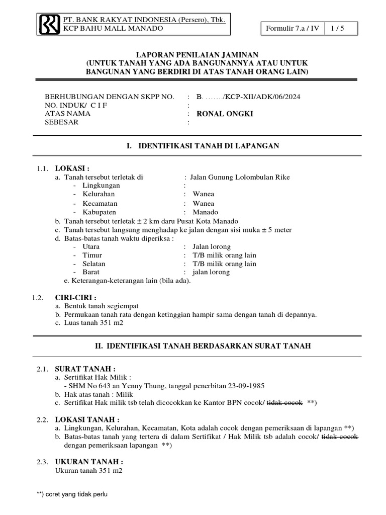 Penilaian Agunan Astein 240606 144408 | PDF