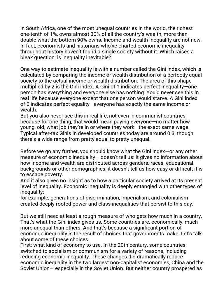 TED Is Inequality Inevitable Script | PDF | Economic Inequality ...