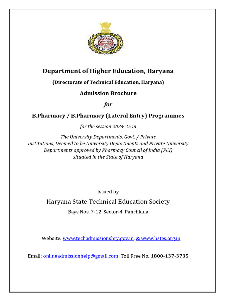 BPharma BPharmaLE Prospectus 2024 | PDF | University And College Admission
