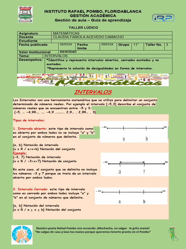 Guía de Intervalos Matemáticos | PDF | Intervalo (Matemáticas) | Números