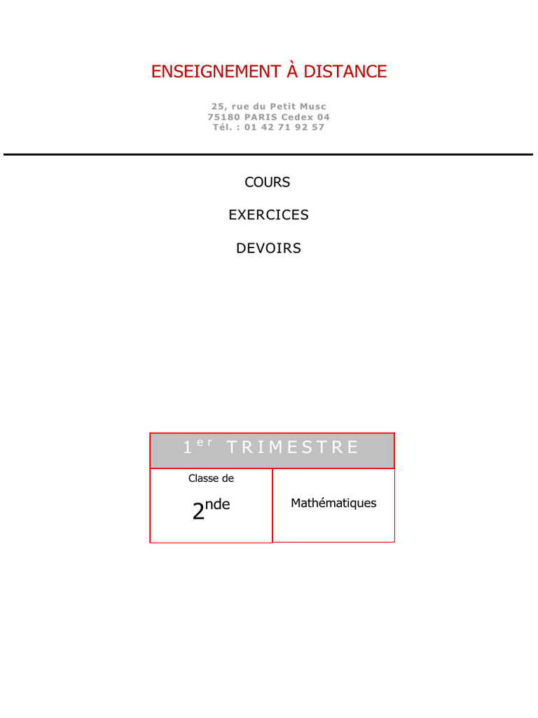 2NDE Mathematiques | PDF