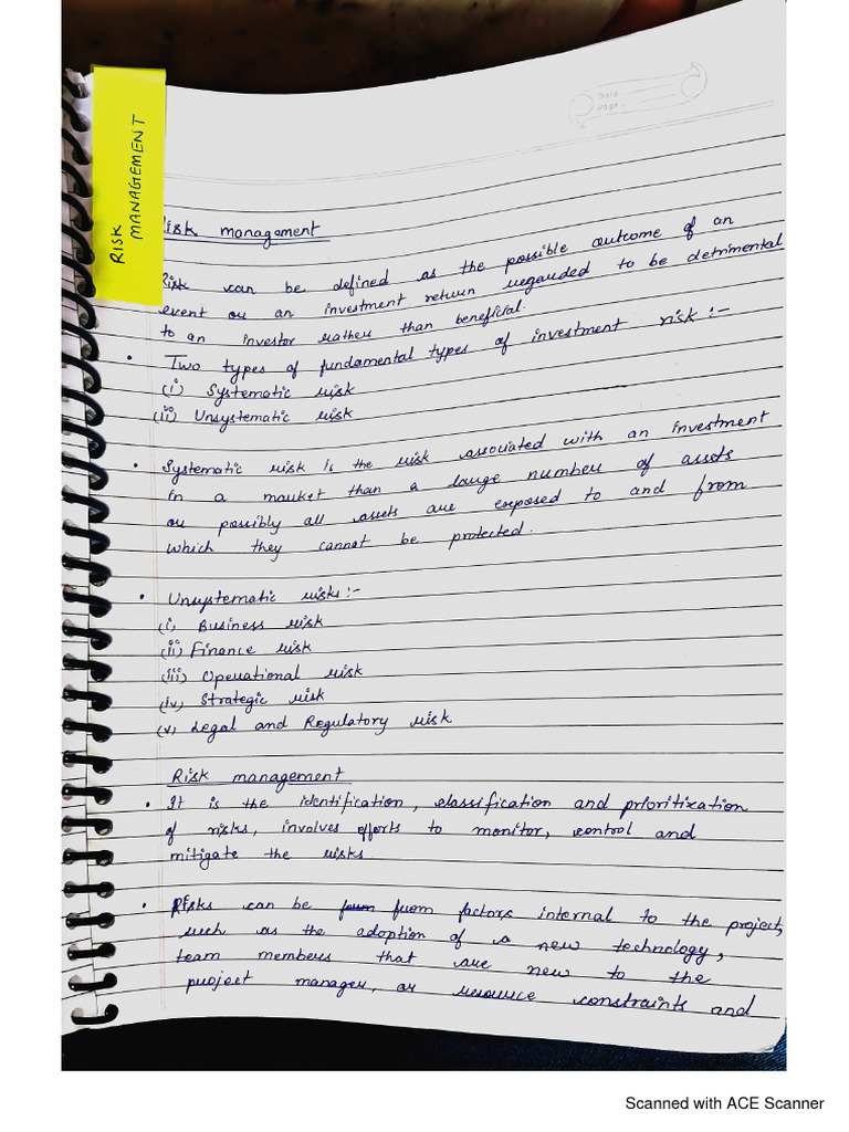 Risk Management Notes | PDF