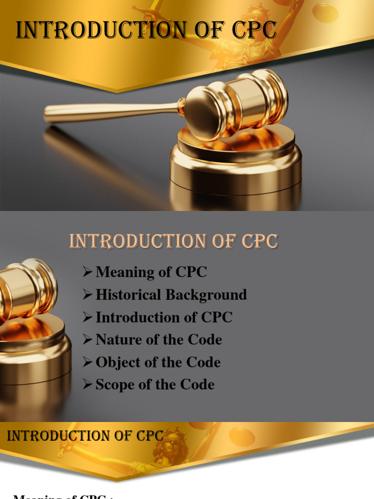 Introduction of CPC | PDF | Civil Law (Legal System) | Political Law